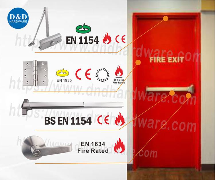 SS304 EN1634 Fire Rated exit door panic device outside lever trim lock ...